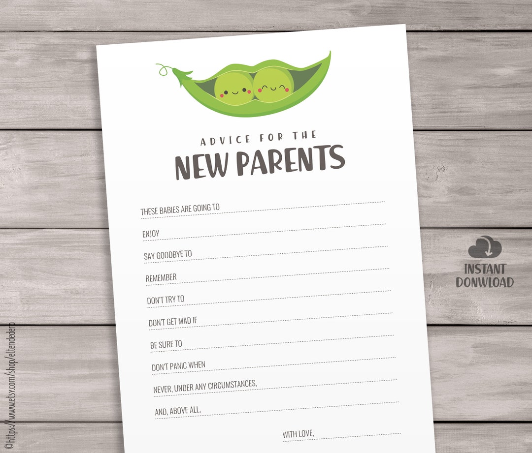 Baby Shower Advice Cards, Advice for New Parents - Printable Twin Baby ...