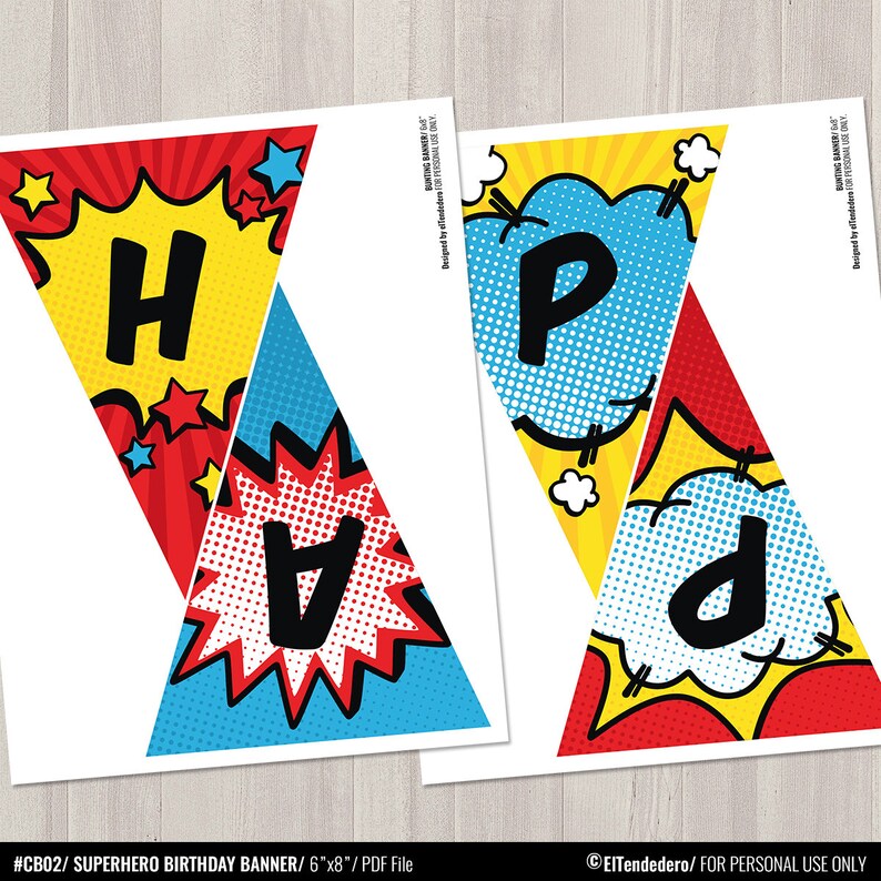Superhero Birthday Banner Comic Book Theme Bunting Banner | Etsy