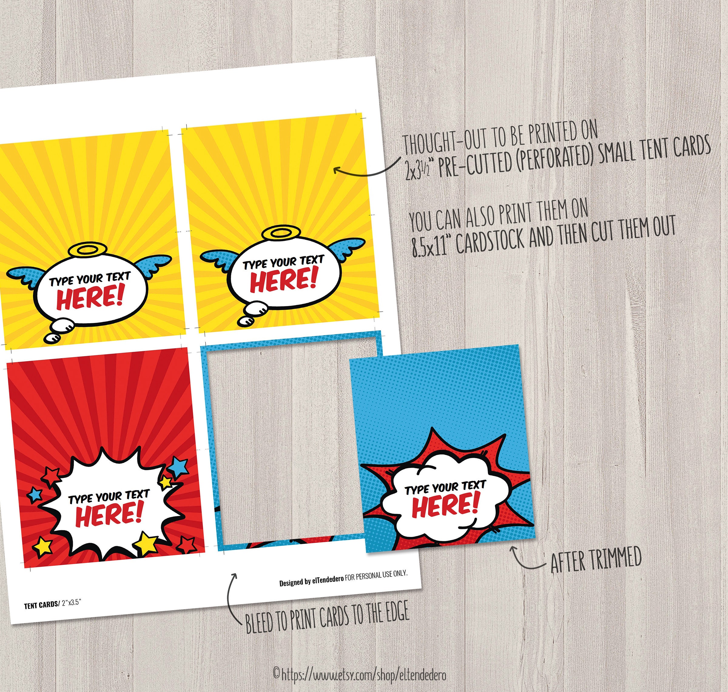 Superhero Place Cards. Editable Buffet Cards. Food Tent Cards. | Etsy