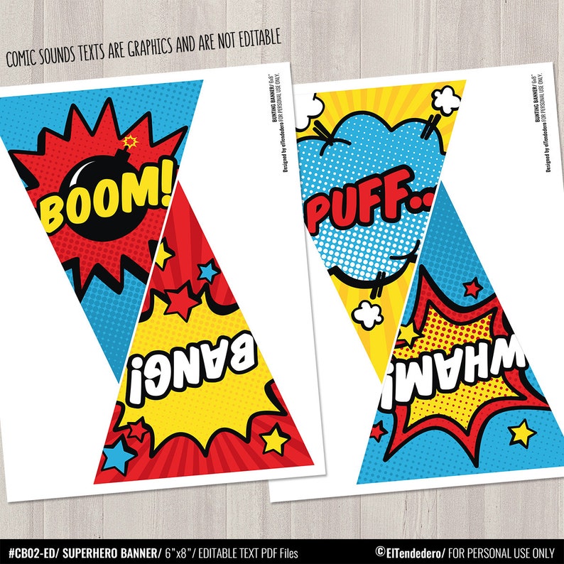 EDITABLE/ Banderines Superhéroes. Guirnalda Cómic Fiesta - Etsy México