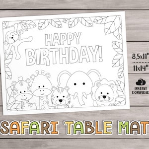 PRINTABLE Safari Kids Activities Table Mat, Party Games Placemat ...