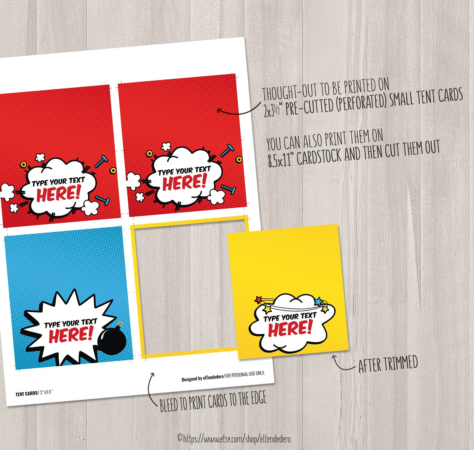 Superhero Place Cards. Editable Buffet Cards. Food Tent Cards. | Etsy