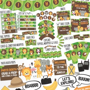 SELF EDITABLE Safari Birthday Decorations Package. Printable Jungle ...