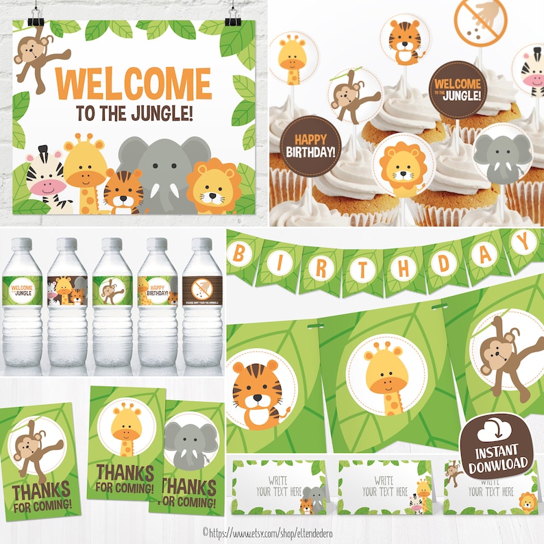 Decoración Cumpleaños Safari - Pack Imprimible Fiesta Cumpleaños ...