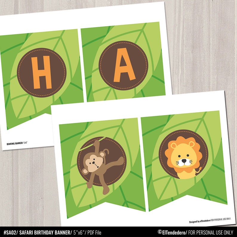 Safari Birthday Banner Jungle Theme Bunting Banner - Etsy
