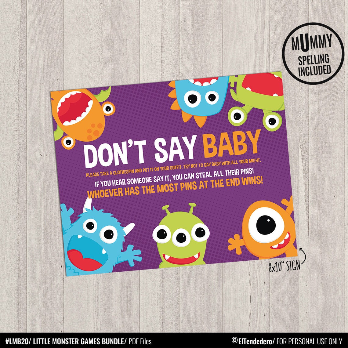 Little Monster Baby Shower Games Package Printable Game - Etsy