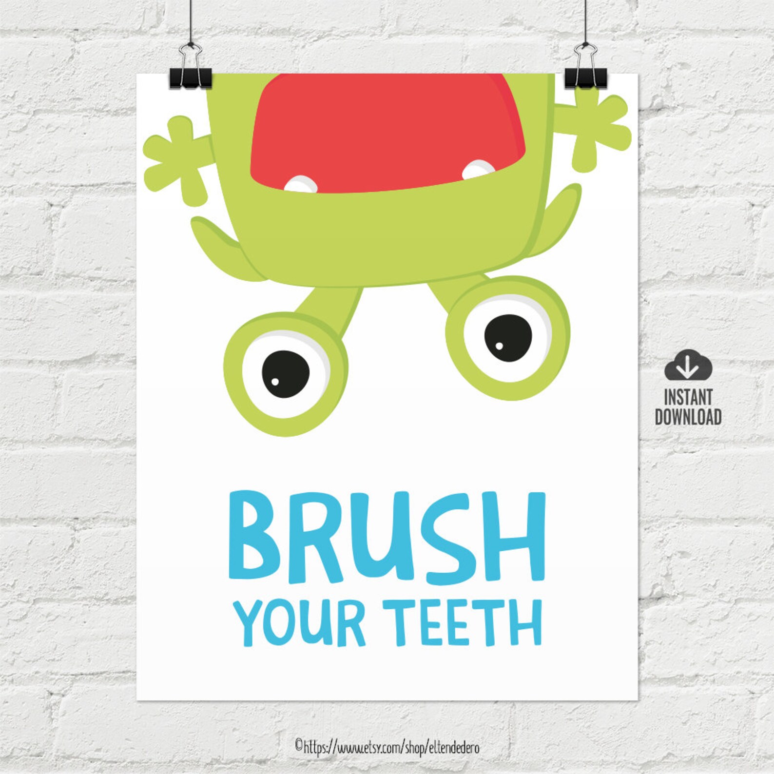 PRINTABLE Bathroom Rules Set Wall Art. Little Monster Wash | Etsy