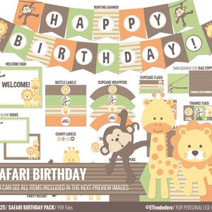 Pack imprimible para cumpleaños Safari todo lo que necesitas para la ...