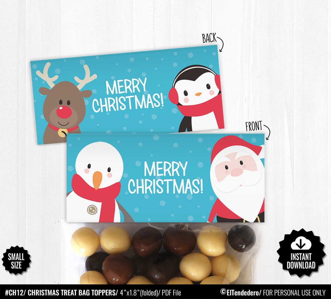 Christmas Bag Toppers. Printable Treat Favor Gift Goodie - Etsy