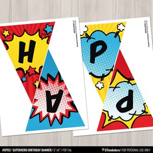 Superhero Birthday Banner. Comic Book Theme Bunting Banner. Printable ...