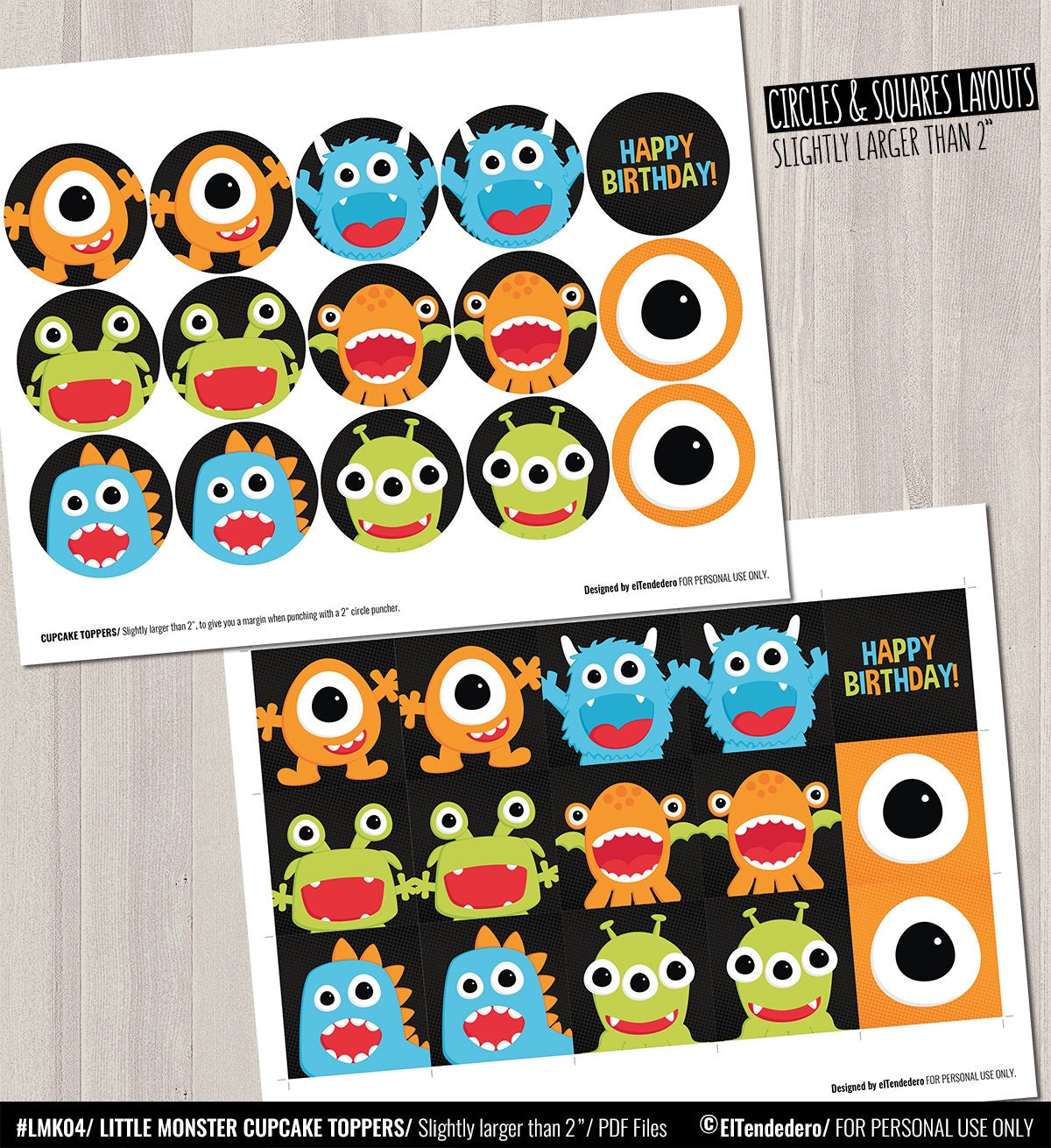 Little Monster Cupcake Toppers. Printable Cupcake Decor. - Etsy Australia