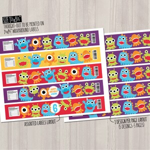 SELF EDITABLE Little Monster Bottle Labels. Printable Kids Party Water ...
