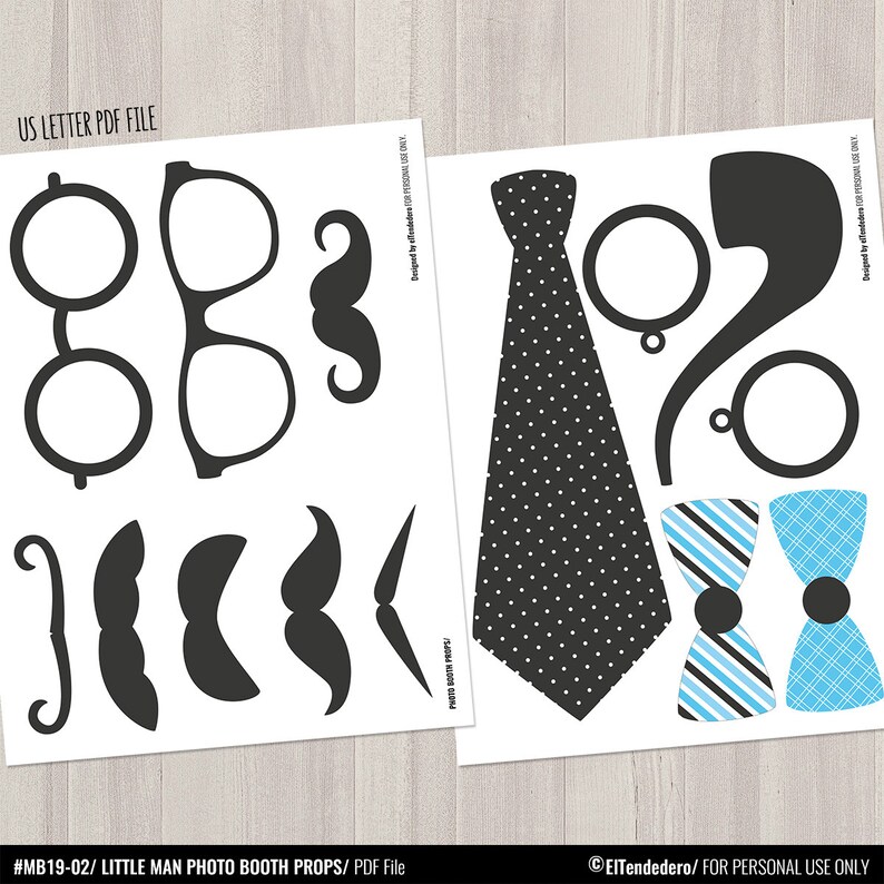 Little Man Photo Booth Props. DIY Blue Gentleman Photo Props. | Etsy