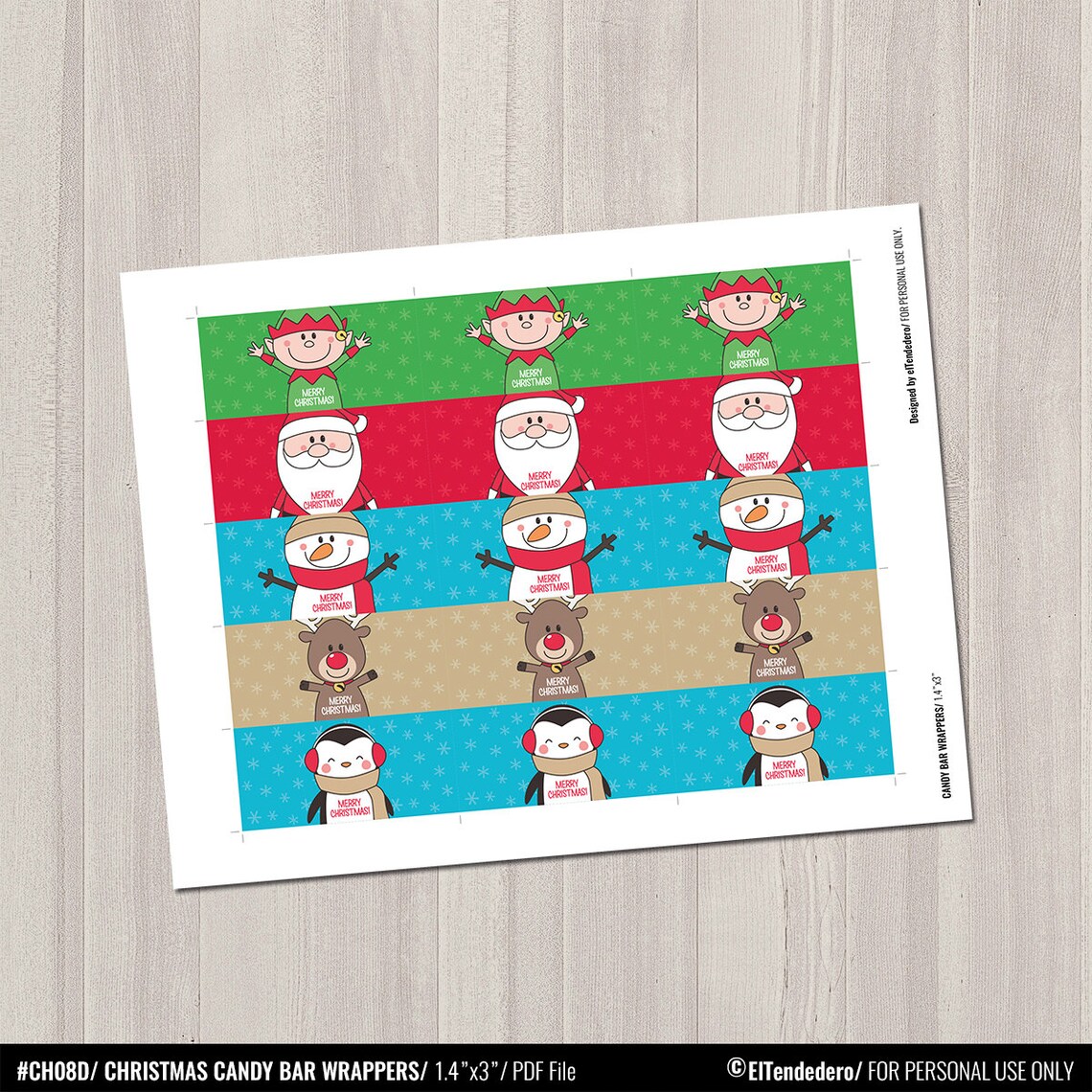 Christmas Mini Candy Bar Wrappers. Mini Chocolate Bar Wraps. | Etsy
