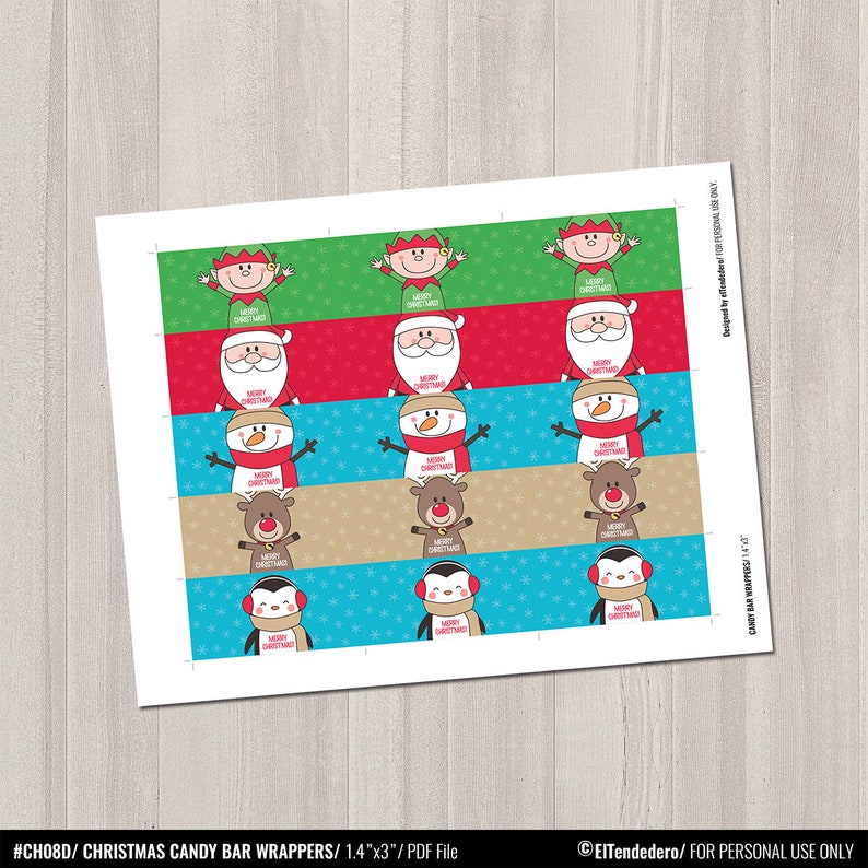 Christmas Mini Candy Bar Wrappers. Mini Chocolate Bar Wraps. | Etsy