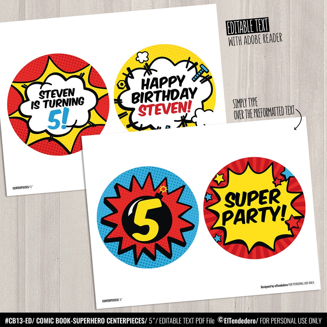 SELF EDITABLE Superhero Centerpieces. Comic Book Table Signs | Etsy