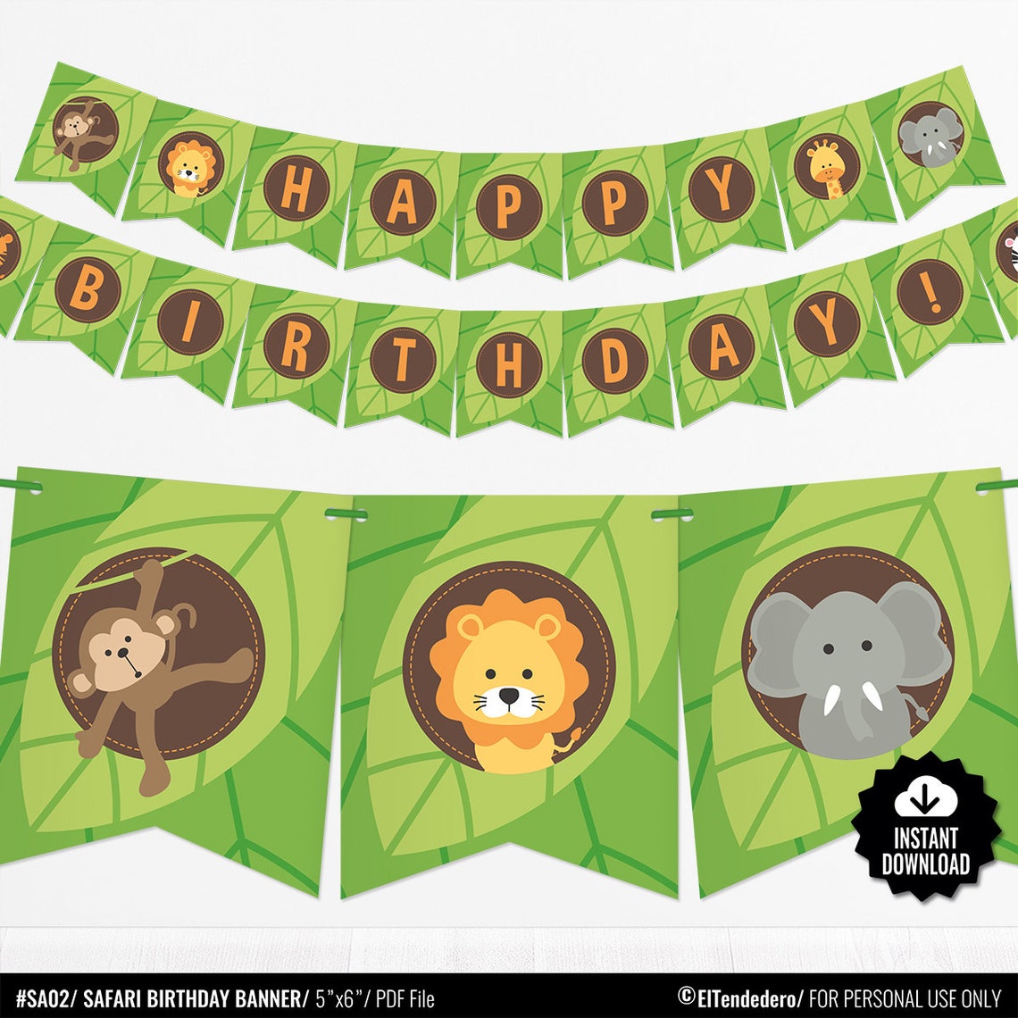 Safari Birthday Banner Jungle Theme Bunting Banner - Etsy