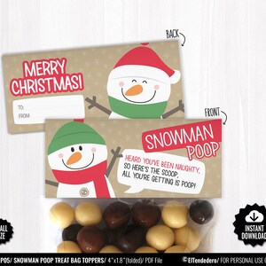 Snowman Poop Bag Toppers. Printable Kids Christmas Treat - Etsy Australia