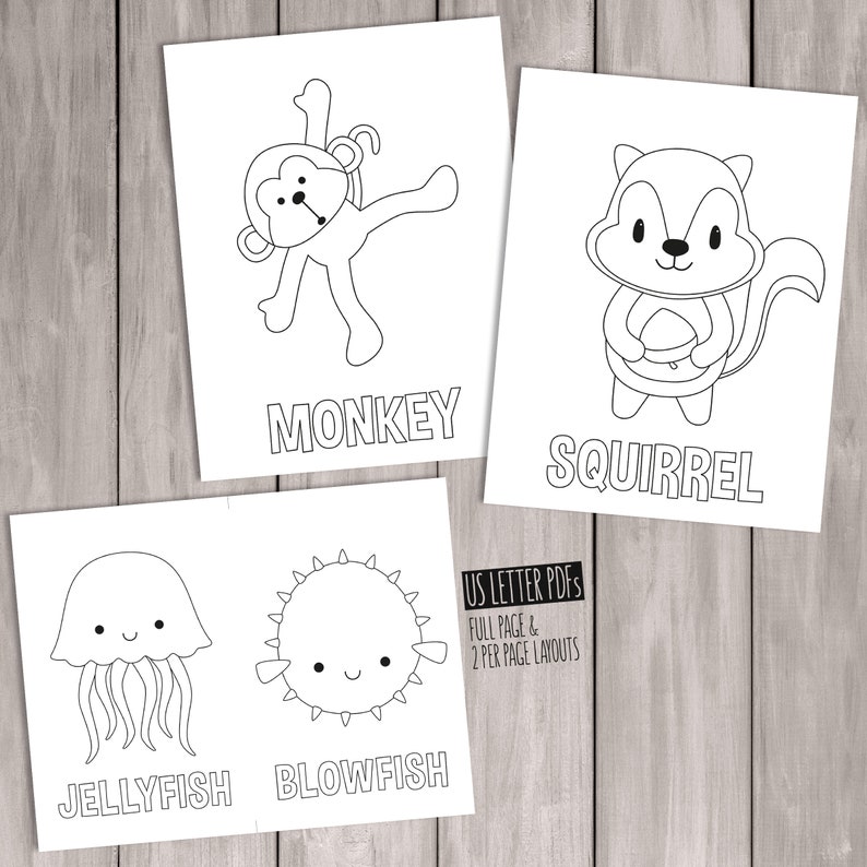 PRINTABLE Animal Coloring Pages. Kids Coloring Book Learning - Etsy