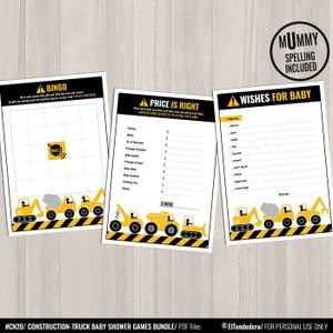 Baby Shower Games Package - Printable Under Construction Game Cards ...