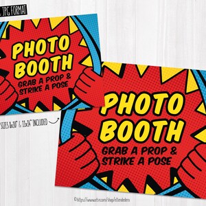 Superhero Photo Booth Sign. Printable Comic Book Photobooth. Photo ...
