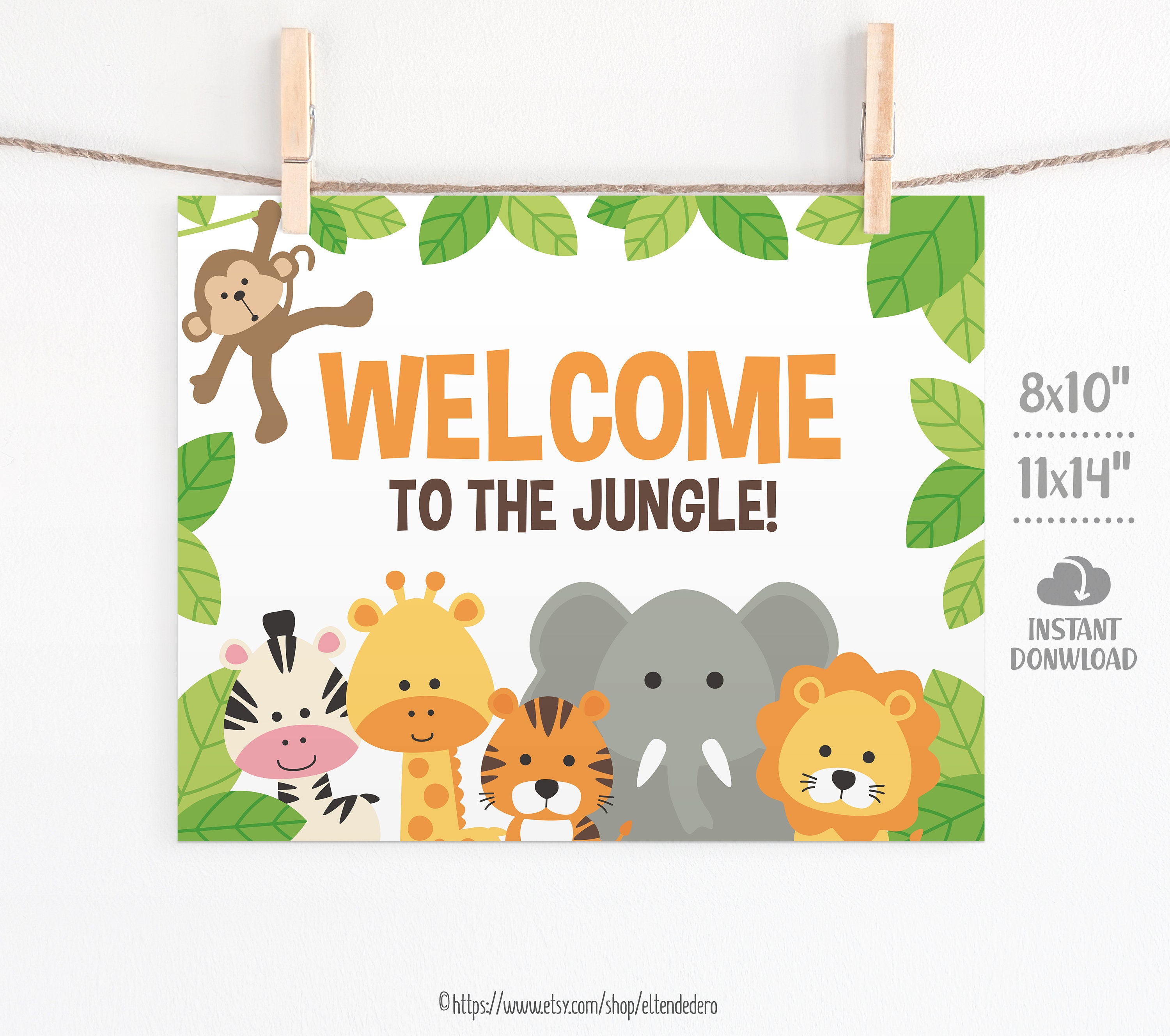Cartel Welcome Safari. Baby Shower Cumpleaños Infantil - Etsy España