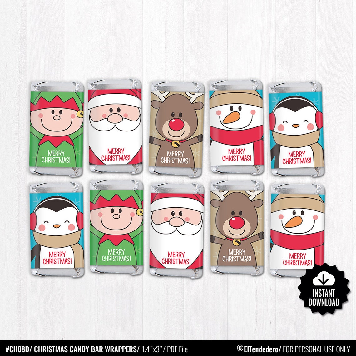 Christmas Mini Candy Bar Wrappers. Mini Chocolate Bar Wraps. | Etsy