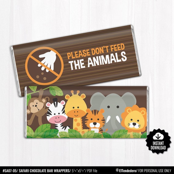 Jungle Safari Bar Wrapper, Candy Bar Wrapper Printable Jungle animals ...