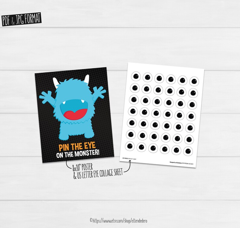 Pin the Eye on the Monster Little Monster Kids Party Games. | Etsy