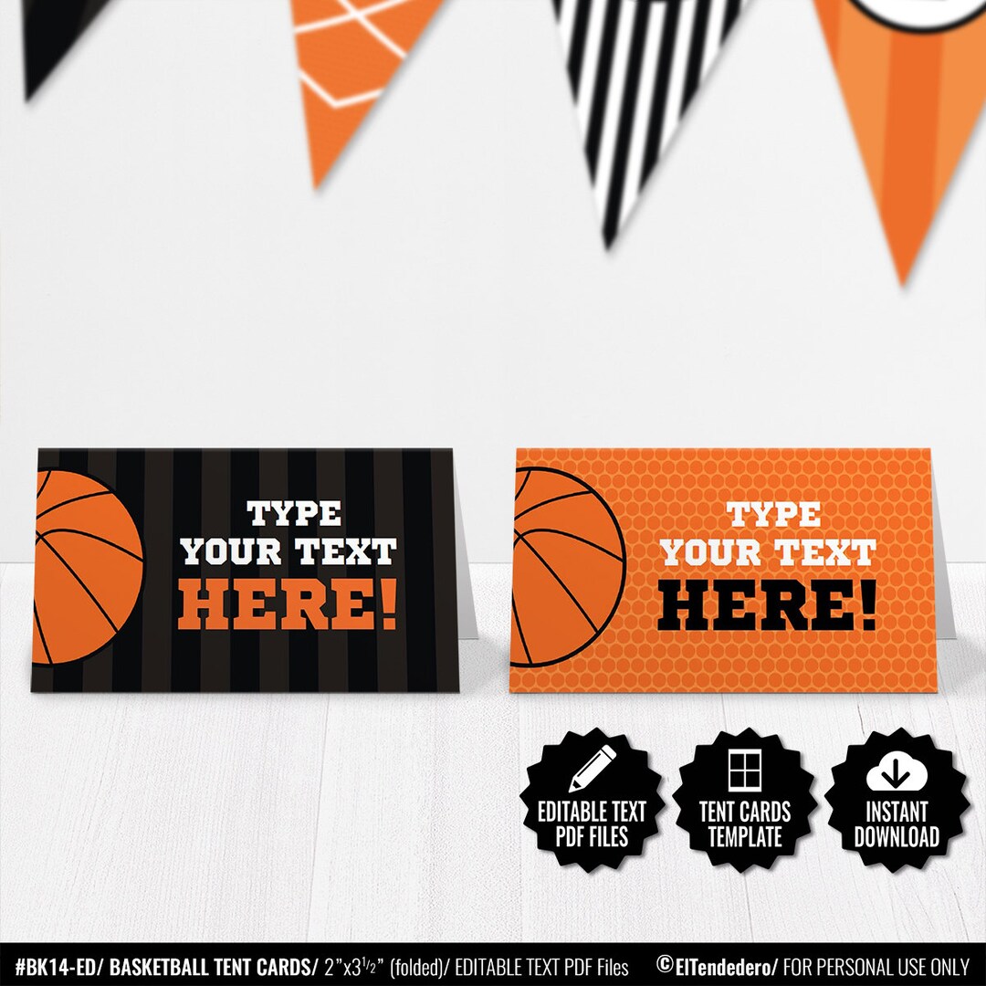 Basketball Place Cards - Editable Buffet Cards - Food Tent Cards ...
