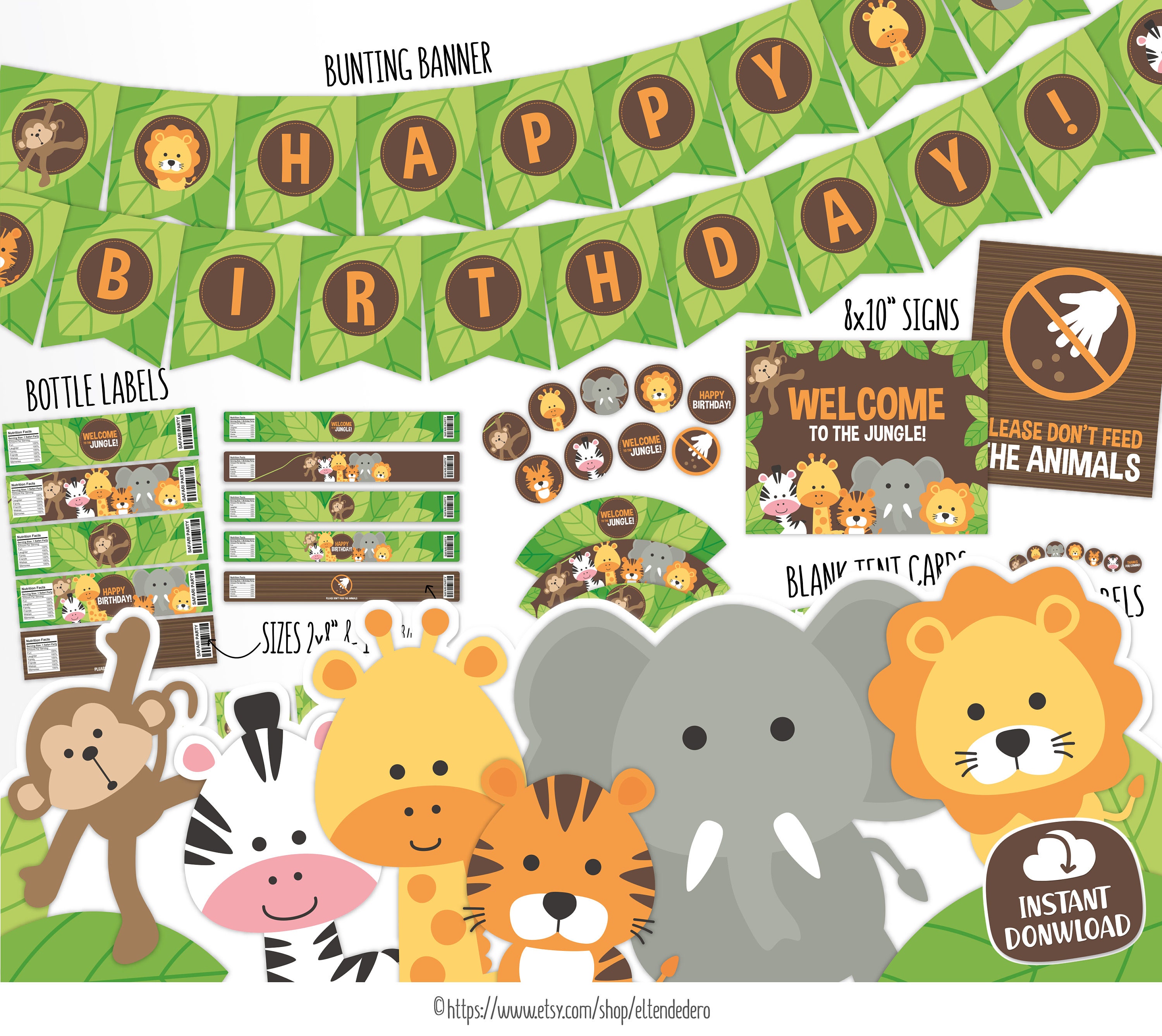 Decoración Cumpleaños Safari Pack Imprimible Fiesta - Etsy España