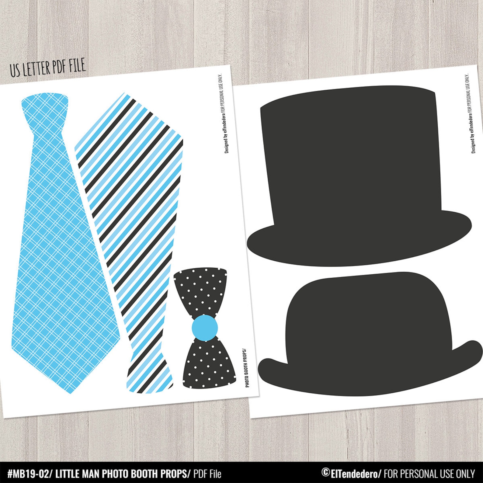 Little Man Photo Booth Props. DIY Blue Gentleman Photo Props. | Etsy