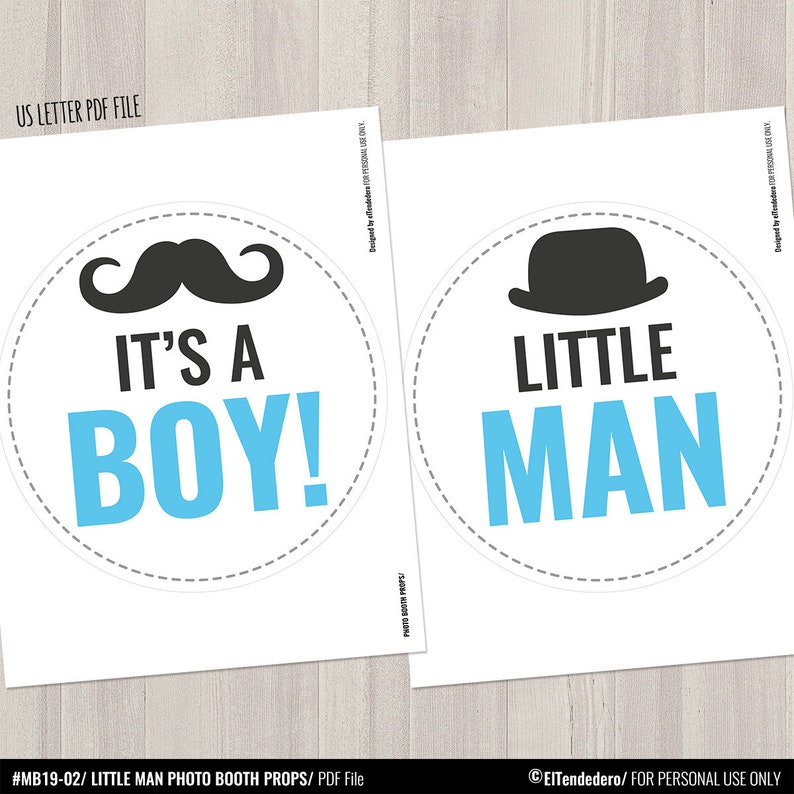 Little Man Photo Booth Props. DIY Blue Gentleman Photo Props. | Etsy