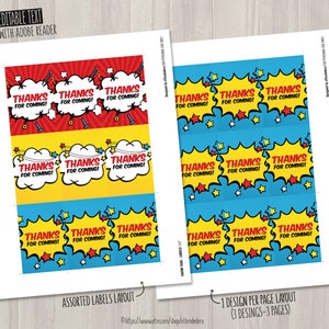 Superhero Favor Tags. Printable Thank You Cards. Favor Bag Tags. Baby ...
