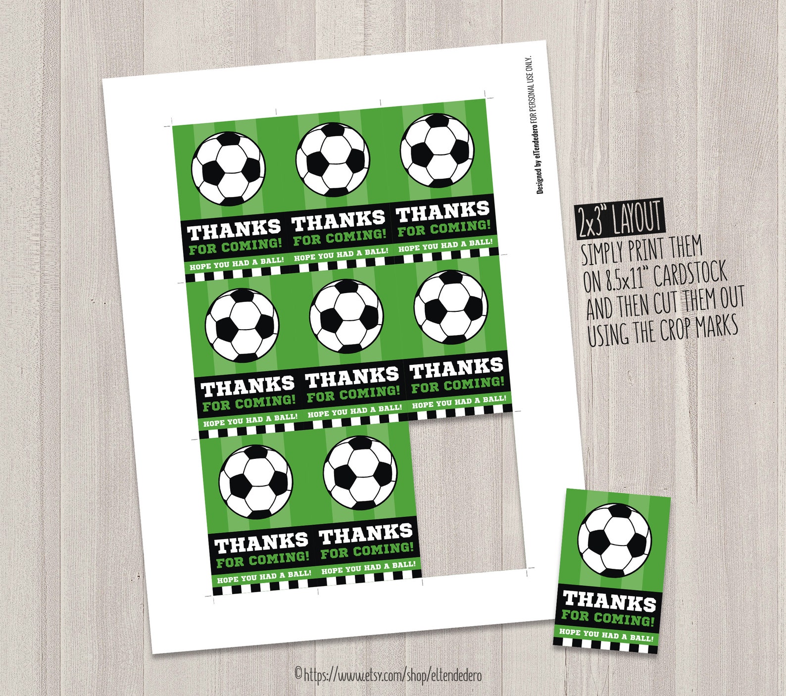 Soccer Favor Tags. Printable Thank You Cards. Favor Bag Tags - Etsy