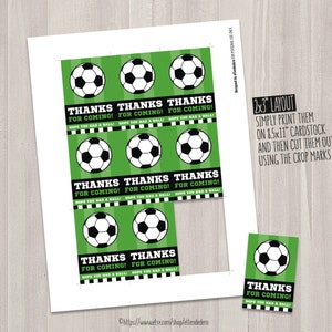 Soccer Favor Tags. Printable Thank You Cards. Favor Bag Tags, Labels ...