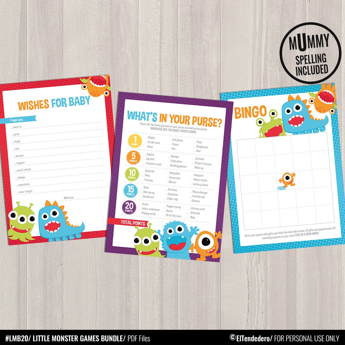 Little Monster Baby Shower Games Package Printable Game - Etsy