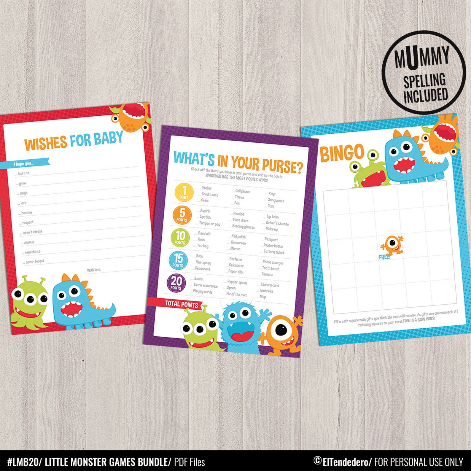 Little Monster Baby Shower Games Package Printable Game - Etsy