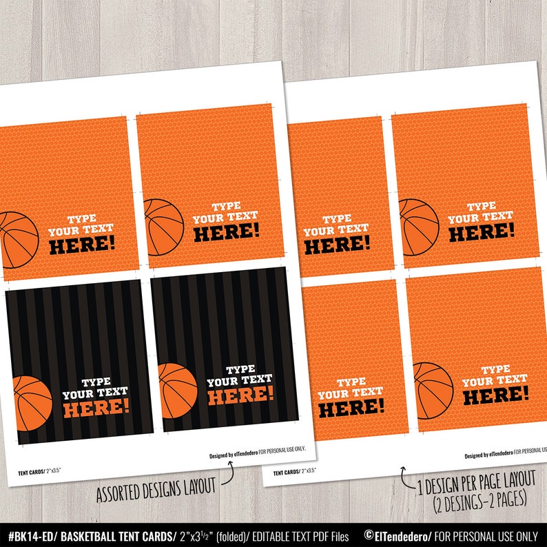 Basketball Place Cards Editable Buffet Cards Food Tent - Etsy
