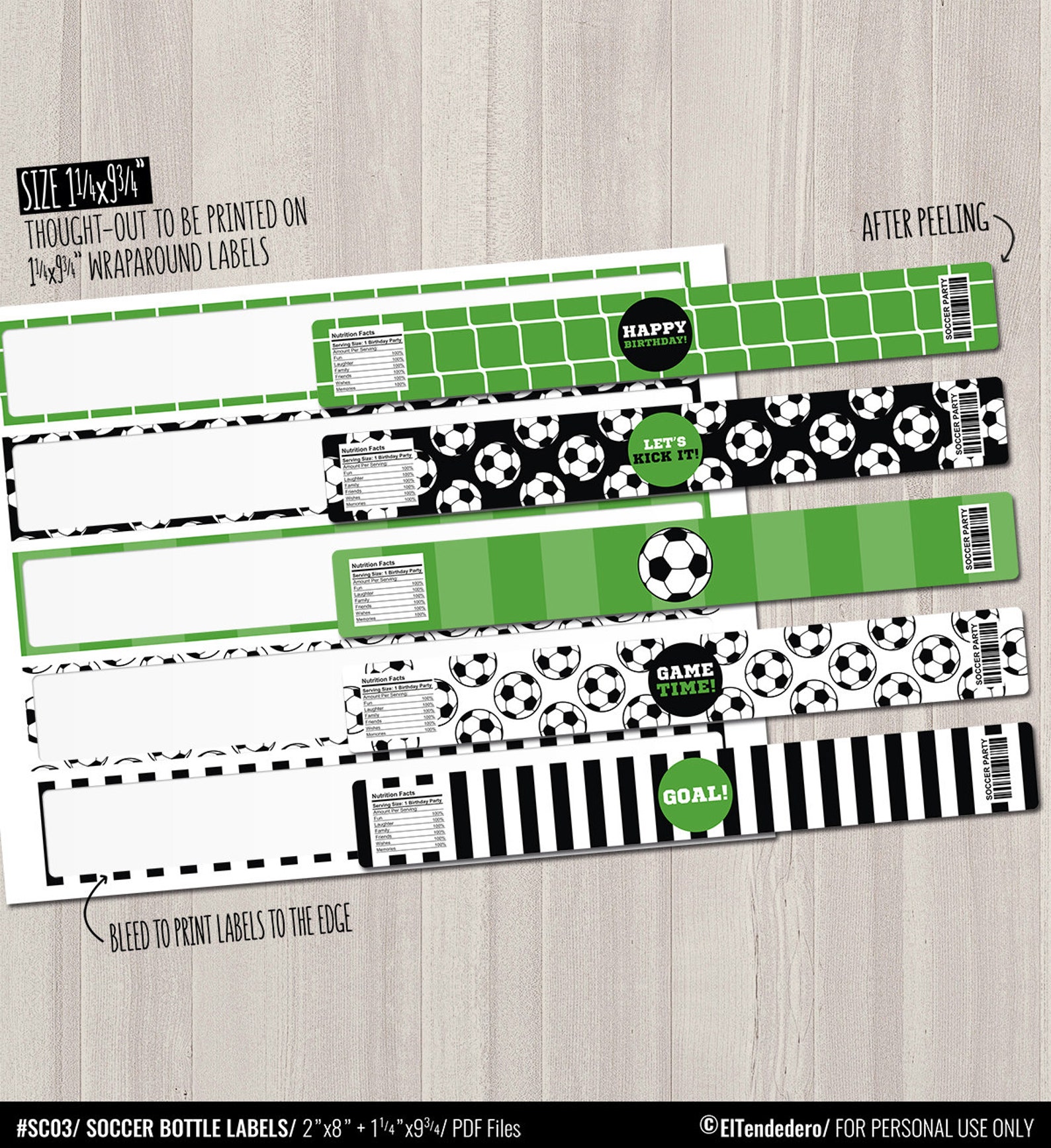 Soccer Water Bottle Labels. Sports Party Labels. Printable Birthday ...