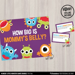 Little Monster Baby Shower Games Package - Printable Game Cards - Funny ...