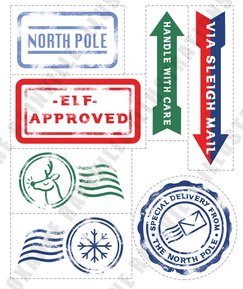 Printable North Pole Postage Labels Downloadable File Etsy