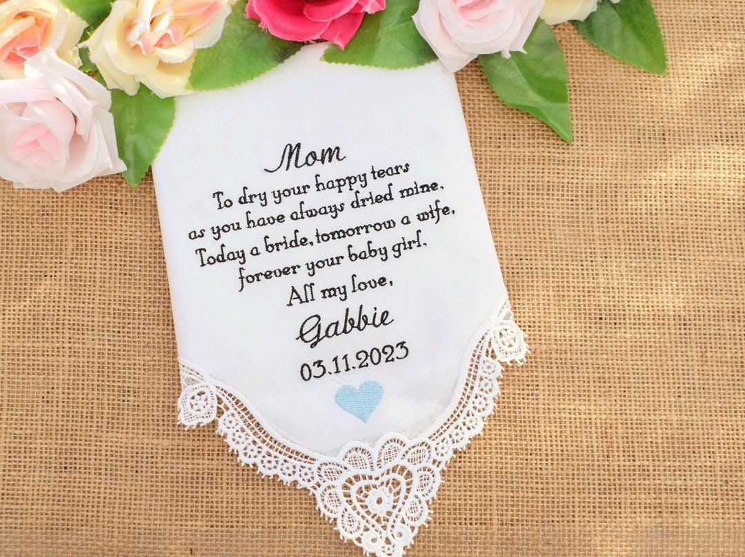 Mother of the Bride Handkerchief, Wedding Gift for Mom, Personalized ...