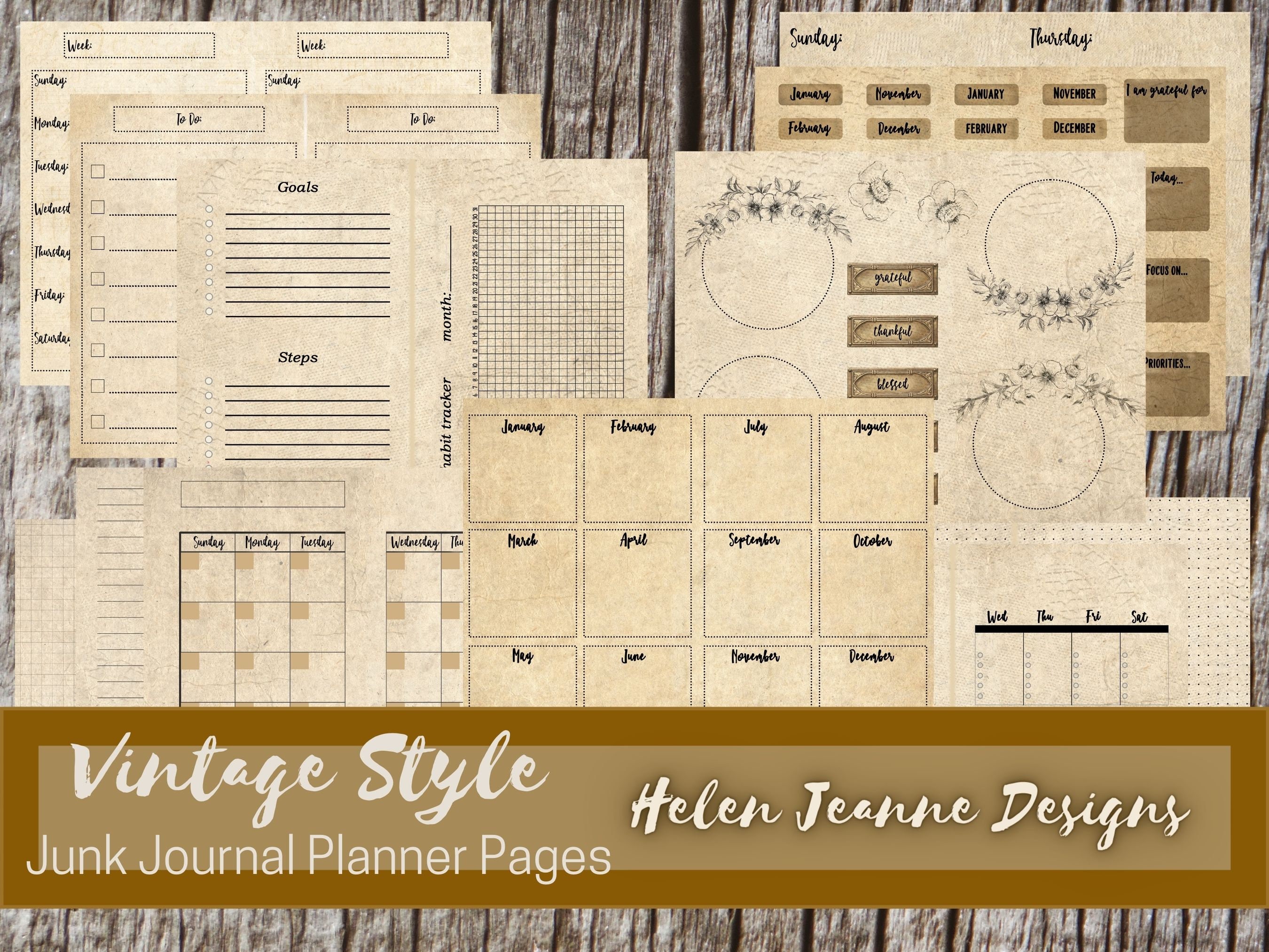Undated Vintage Style 12 Page Junk Journal Planner Kit - Etsy