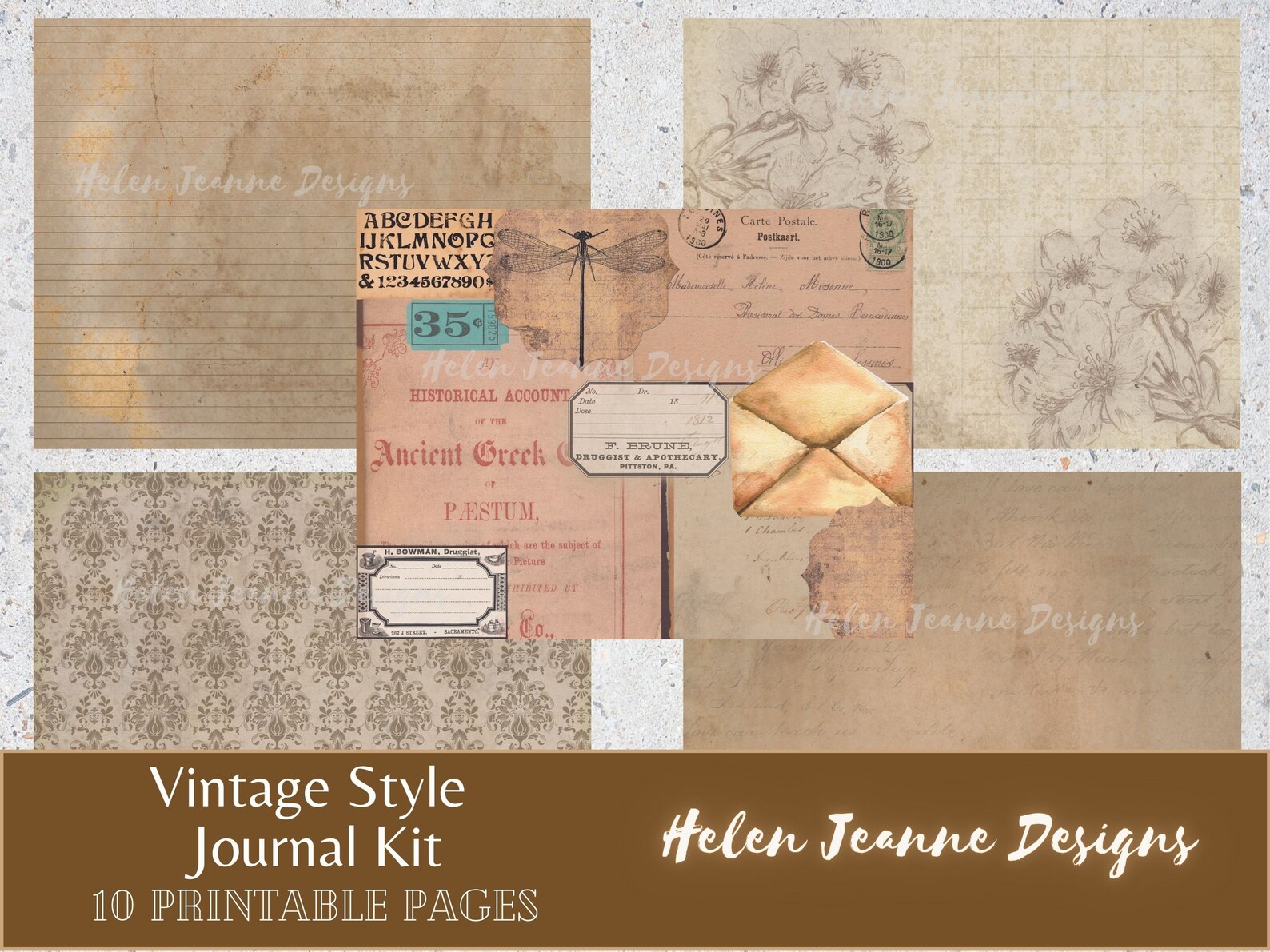 Vintage Style Journal Page Kit / Printable Junk Journal Papers - Etsy