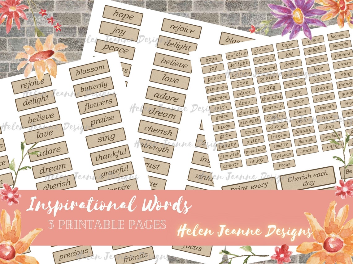 Inspirational Words Digital Journal Words Journal Word | Etsy