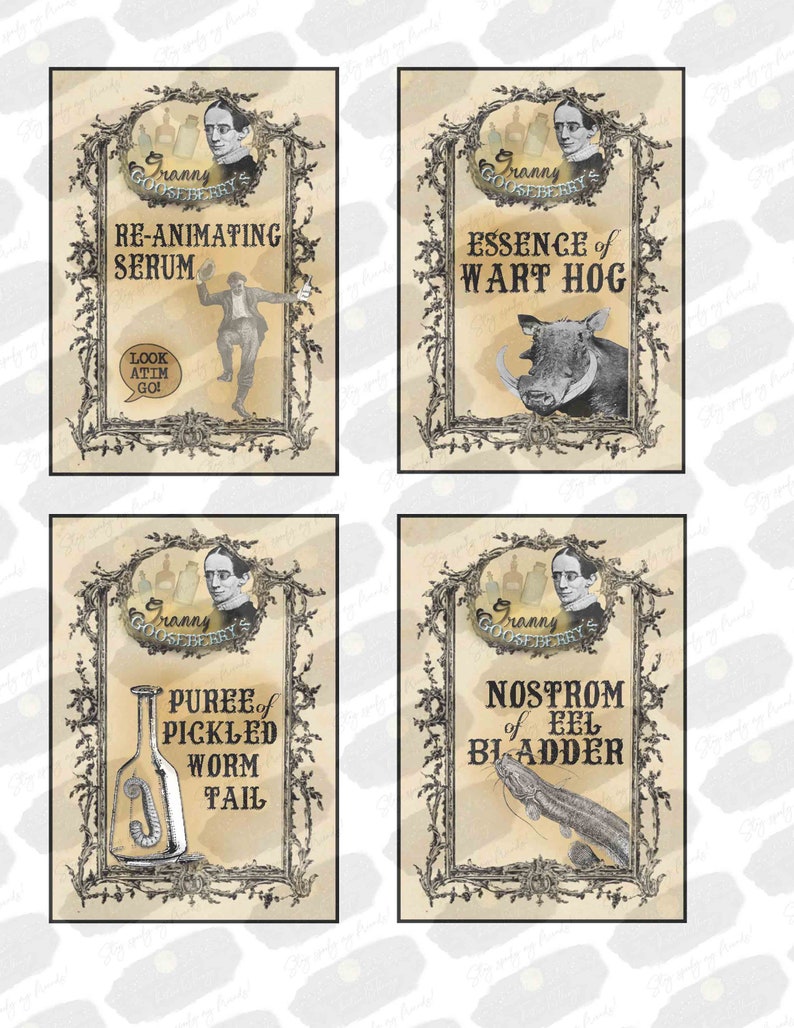9 Spooky Halloween Apothecary Labels Instant Download and Print - Etsy