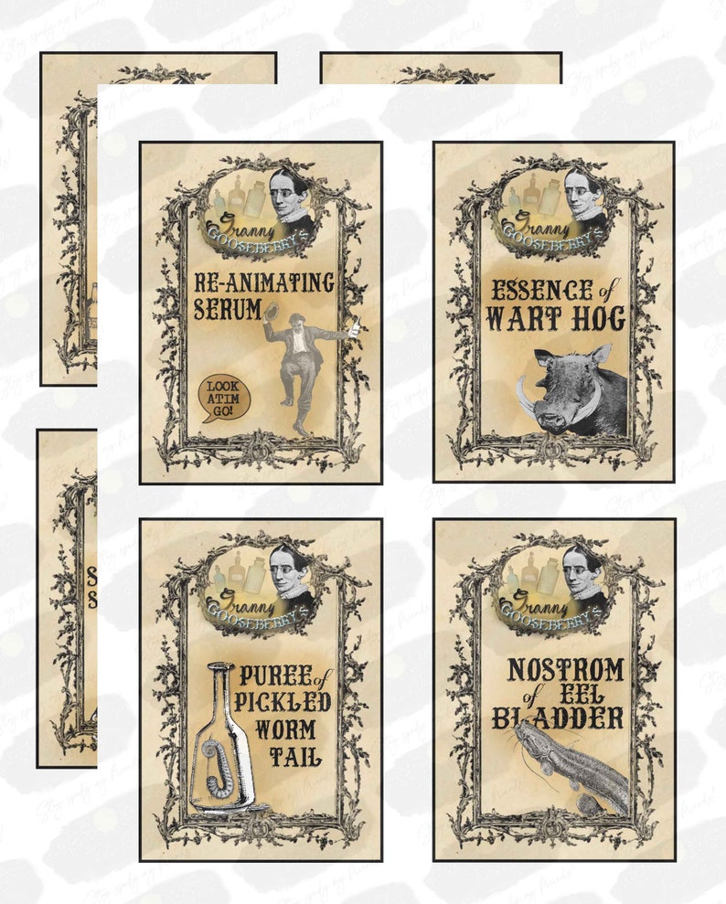 9 Spooky Halloween Apothecary Labels Instant Download and Print - Etsy