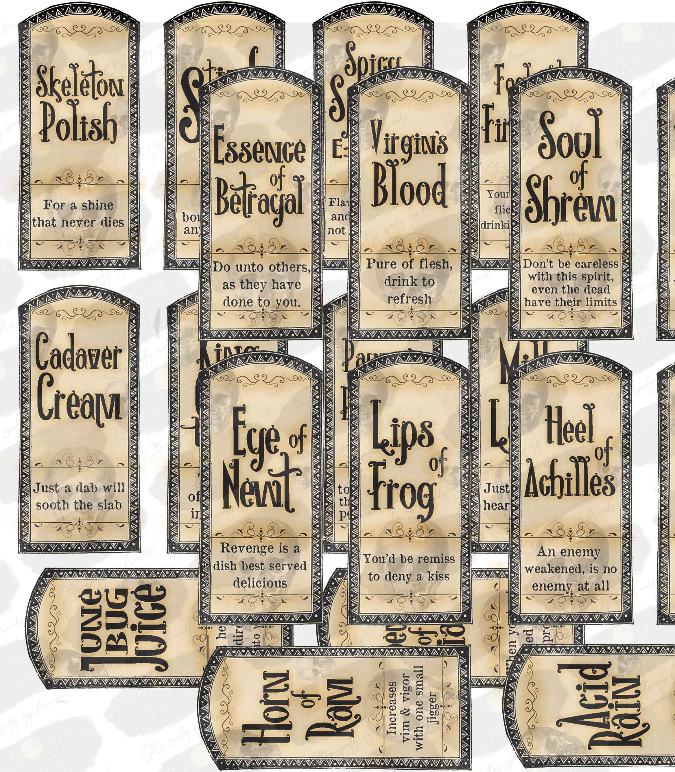 20 Spooky Halloween Apothecary Labels Instant Download and Print - Etsy