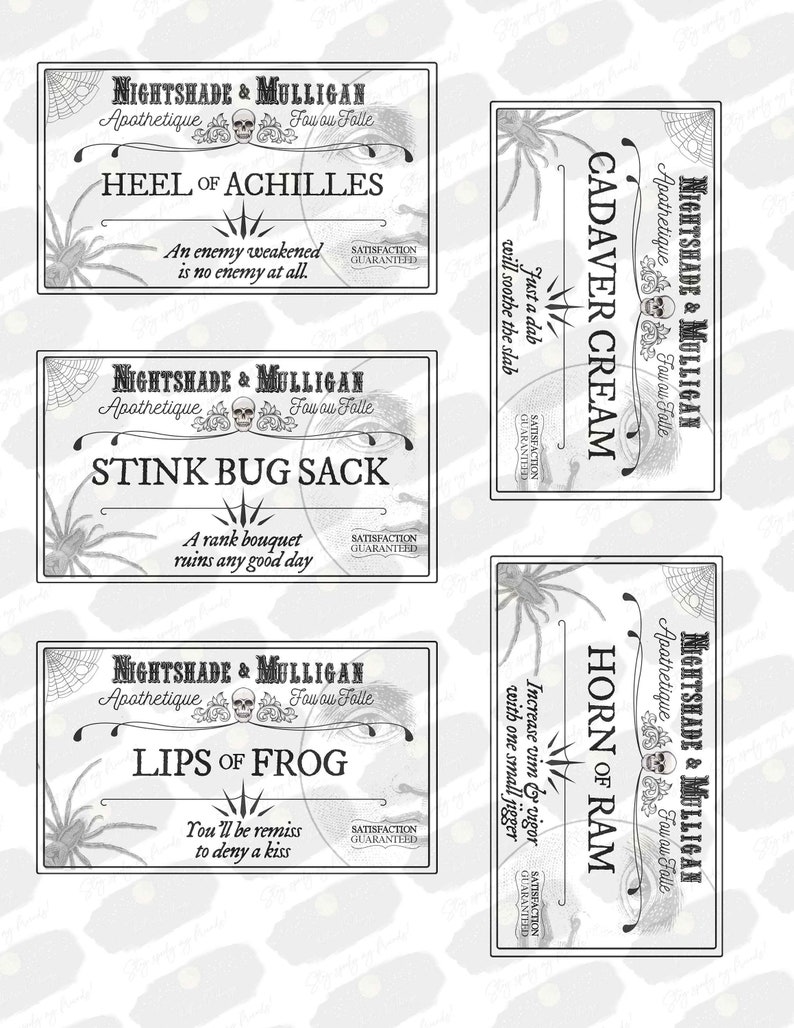 20 Spooky Halloween Apothecary Labels Instant Download and Print - Etsy